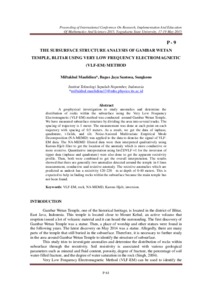 THE SUBSURFACE STRUCTURE ANALYSIS OF GAMBAR WETAN TEMPLE, BLITAR USING VERY LOW FREQUENCY ...